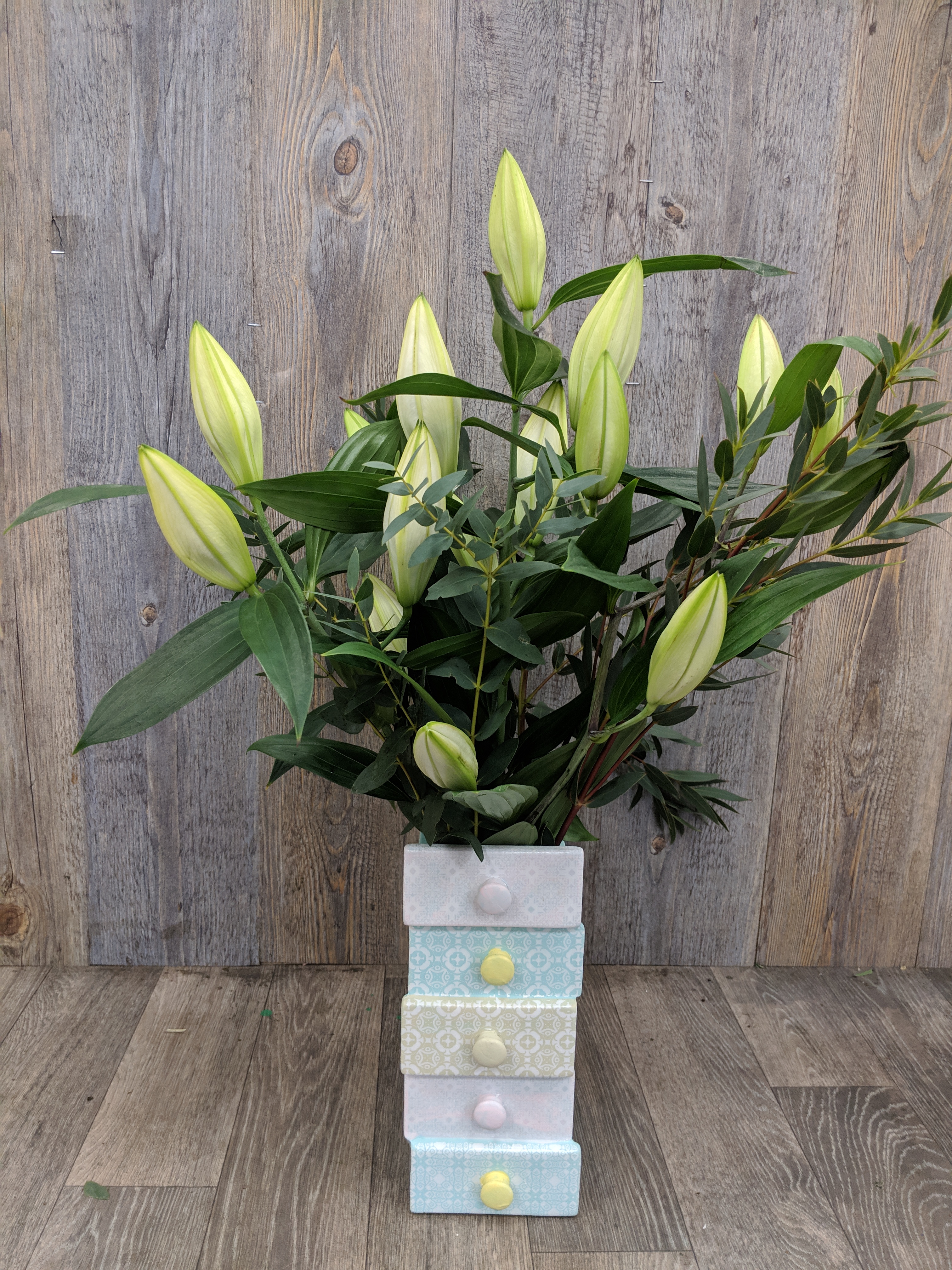 Stack of drawer lily display